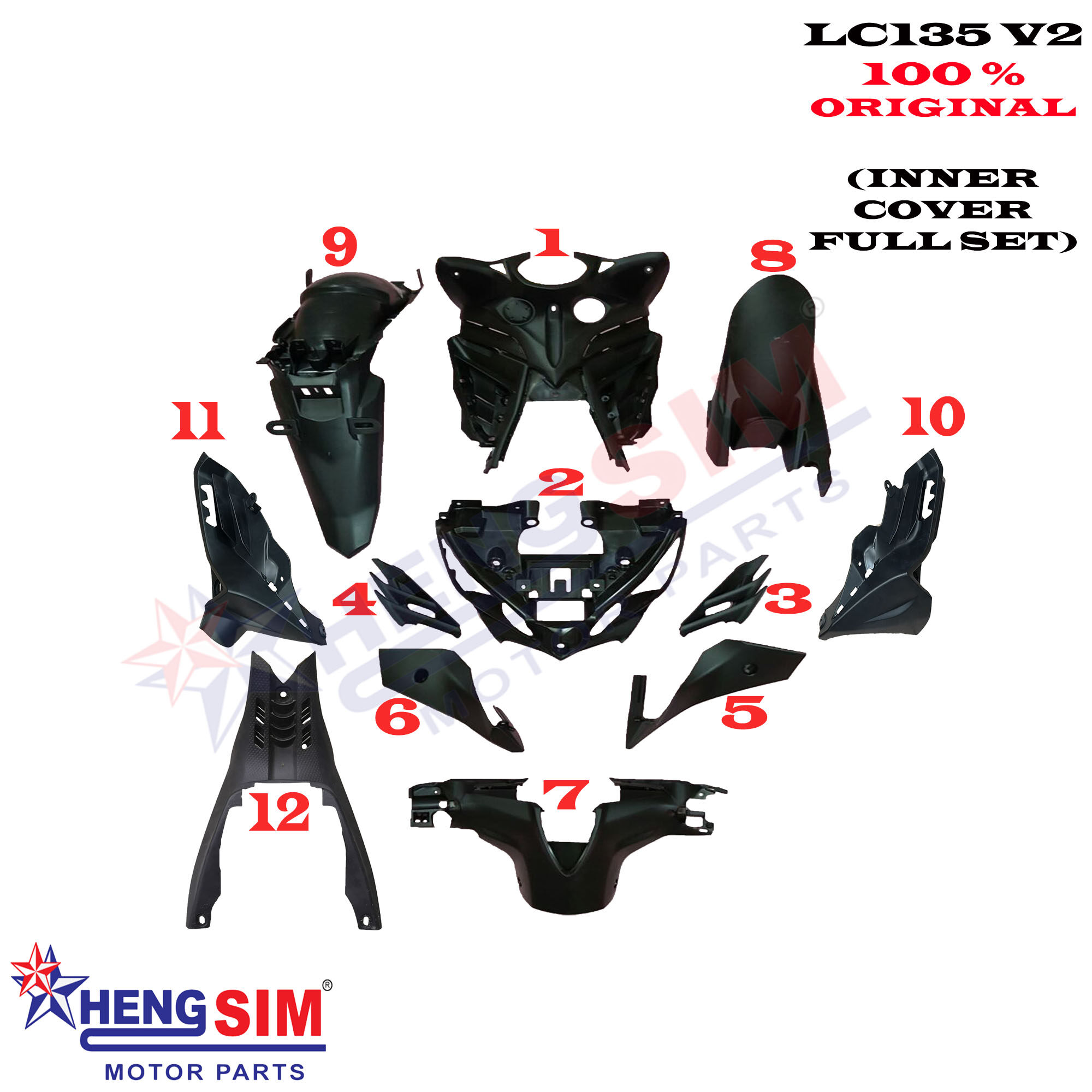 LC135 V2 (ORIGINAL) YAMAHA LC MATT BLACK INNER COVER FULL SET | Lazada