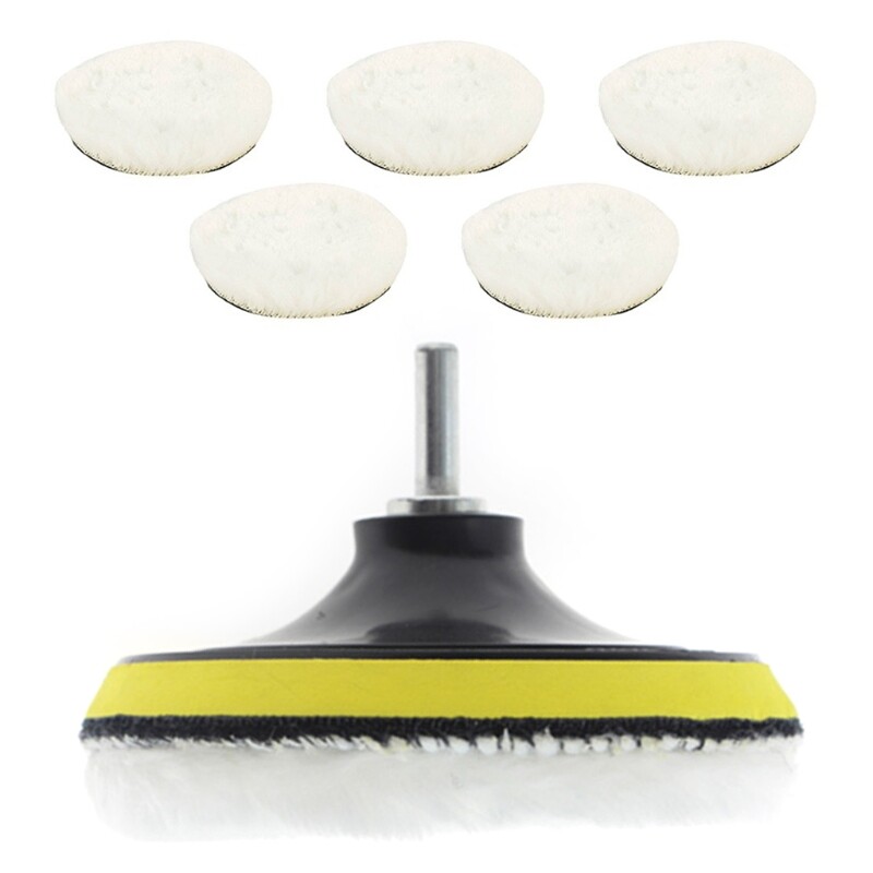 6pcs Wool Waxing Pads Soft Buffing Pads Kit with Back Plate Driller ...