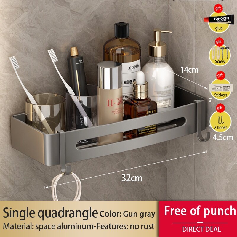 Bathroom Shelf Towel Rack 304 Stainless Steel Bathroom Storage Shelf ...