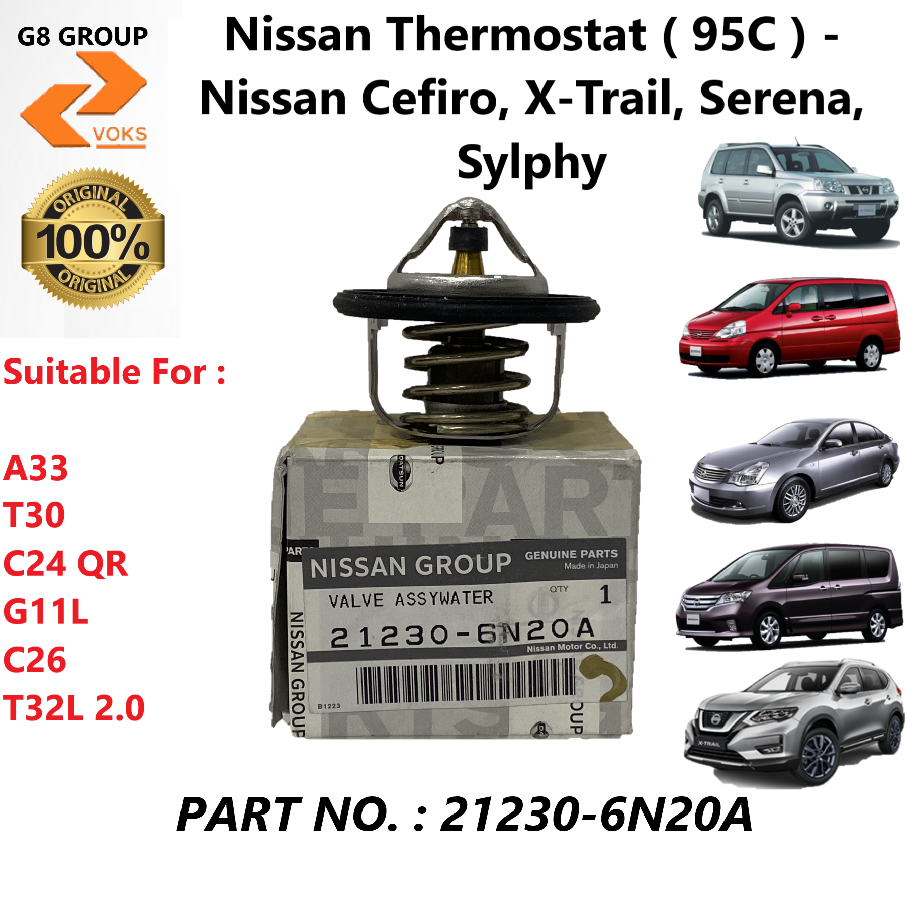 Nissan Thermostat ( 95c ) - Nissan Cefiro, X-Trail, Serena & Sylphy ...