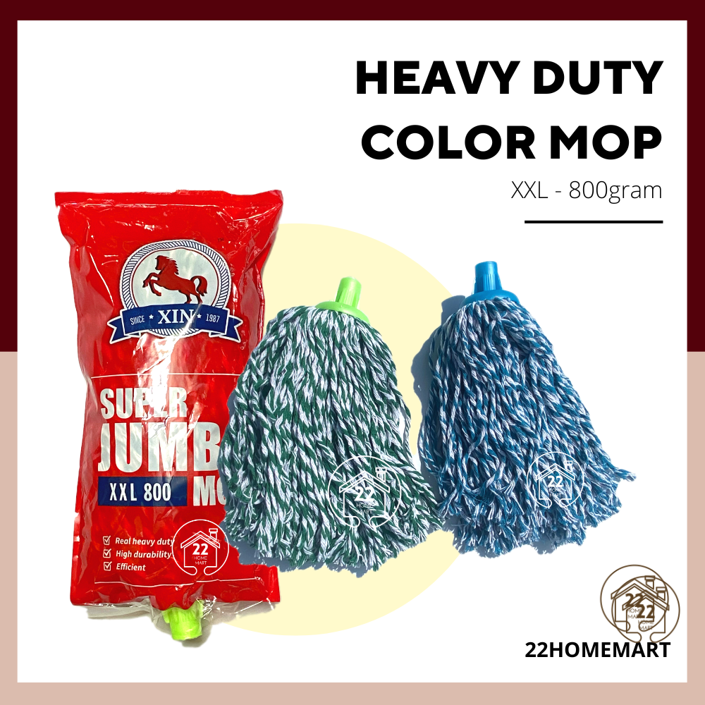 Super Jumbo Heavy Duty Color Mop Head/Mop Lantai Besar 500gm/600gm ...