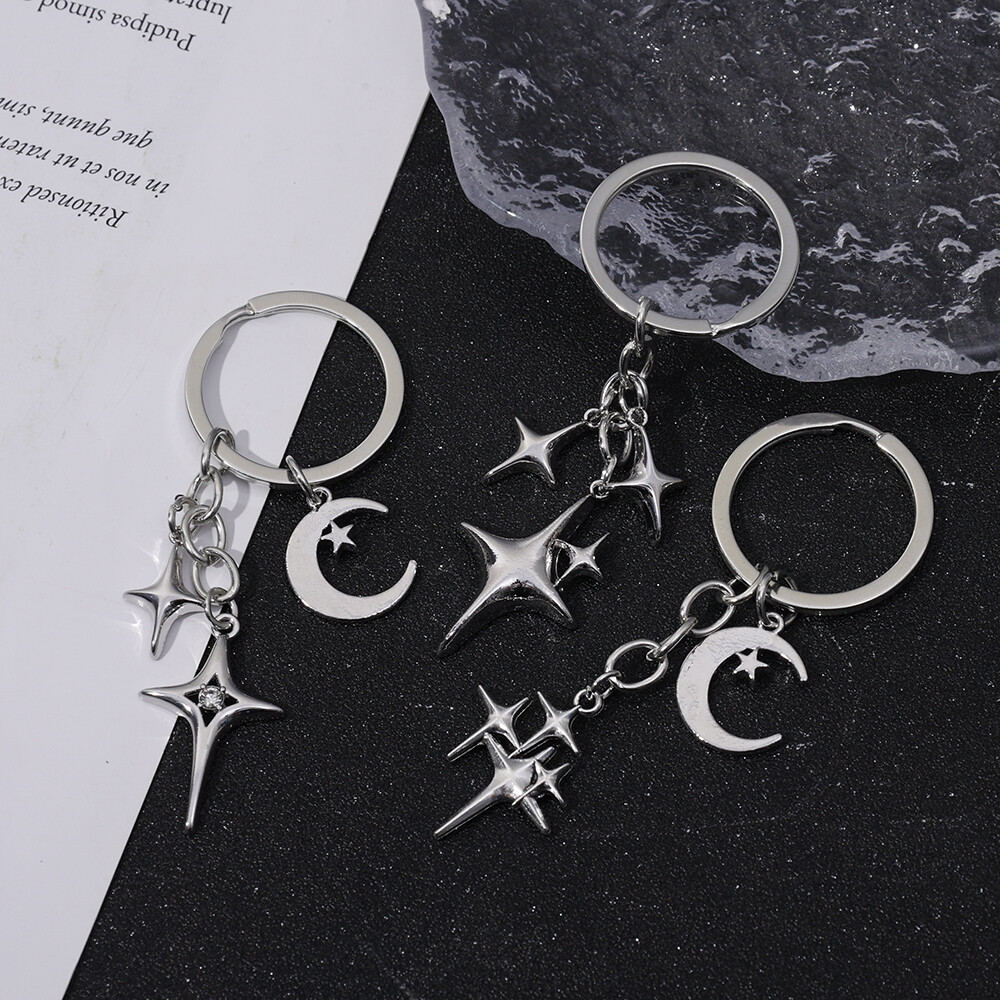 ILOVEDIY Y2k Key Chain Star Moon Metal Key Ring Bag Metal Decorative ...