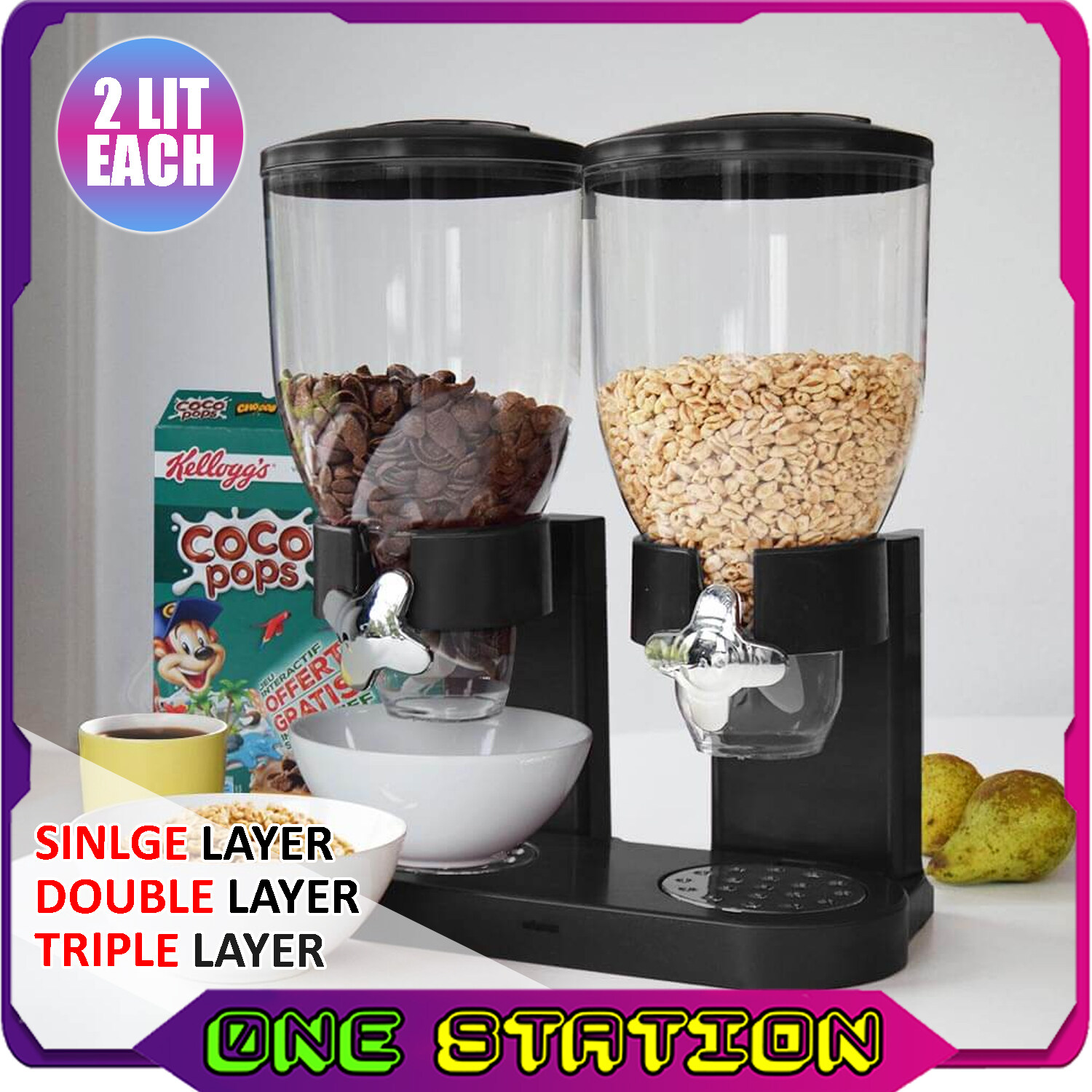 Cylinder Cereal Dispenser Dry Food Storage Tower Cereal Jarsl Rice ...