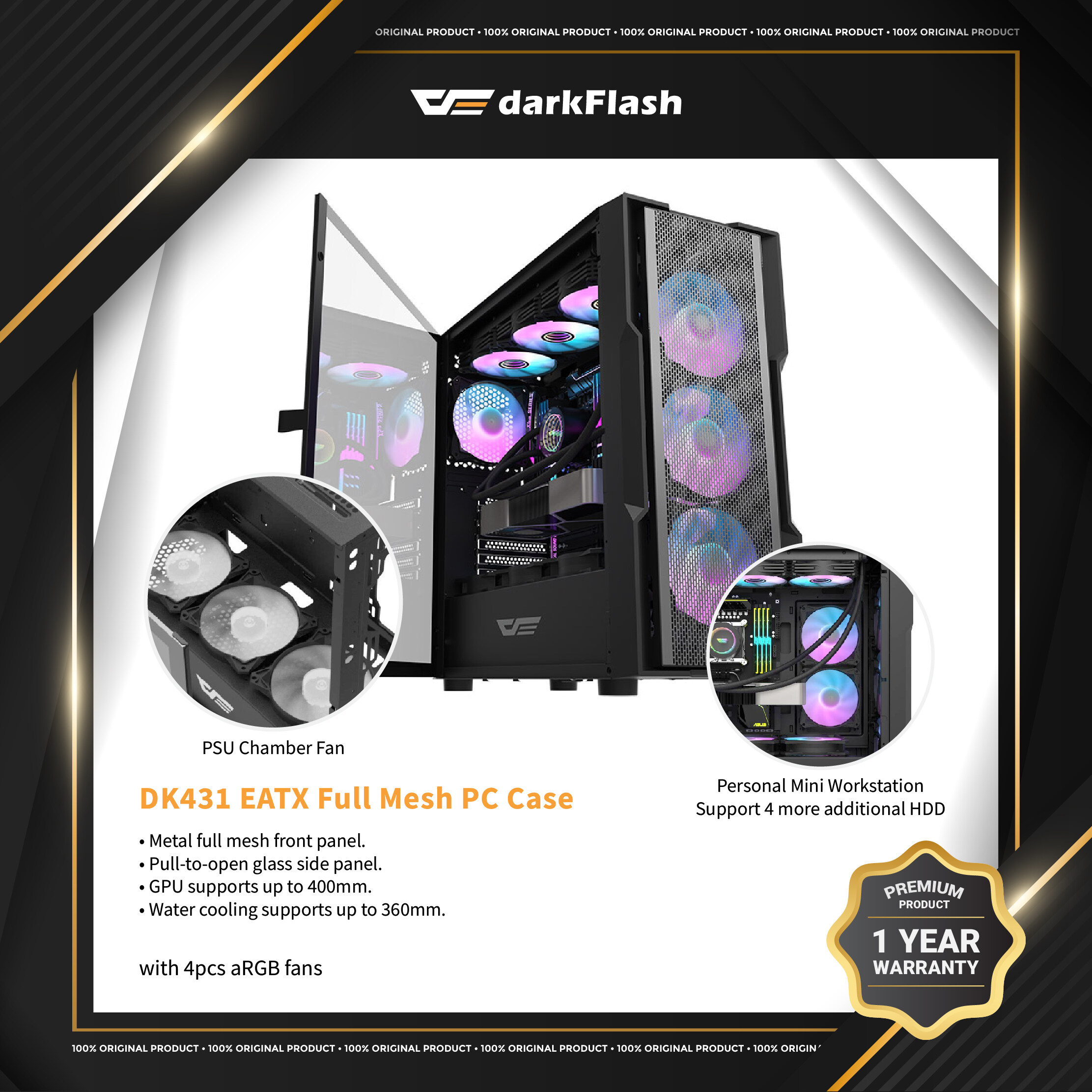 darkFlash DK431 Luxury ATX Casing with 4pcs aRGB fans | Lazada