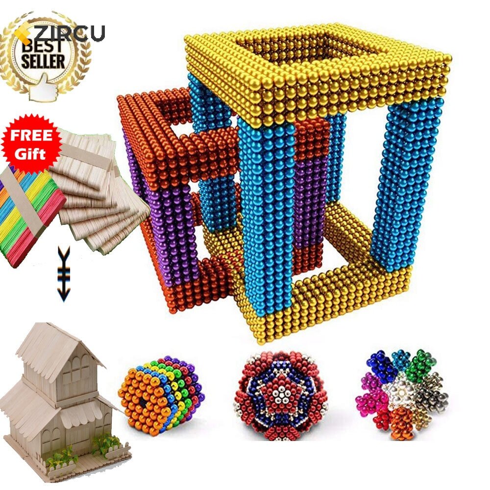 LME049 【ของขวัญฟรี】ลูกบอลแม่เหล็ก 5 มม.216 ชิ้น 8 สีMagnetic balls Cube ...
