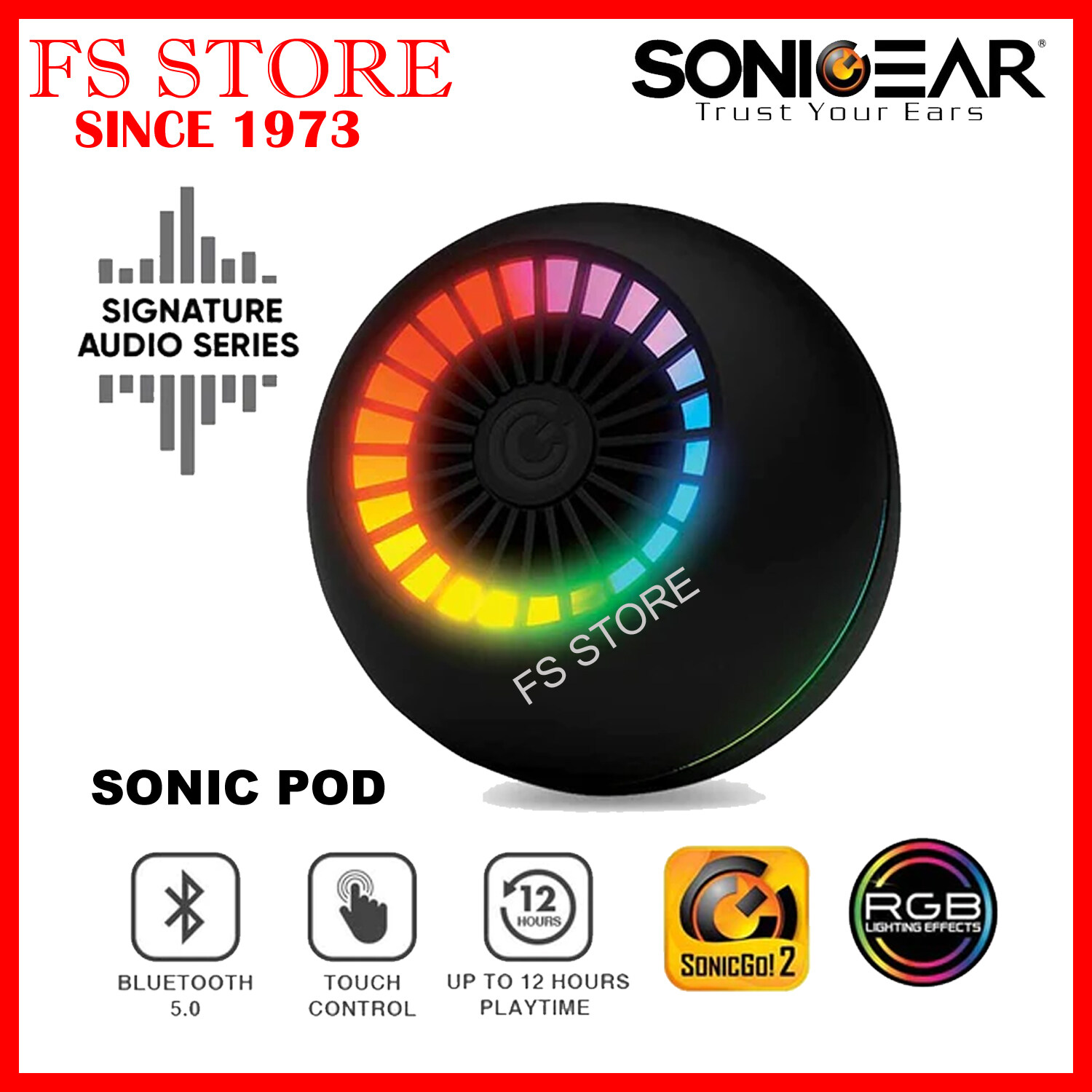 SONICGEAR SONIC POD TWS WIRELESS BLUETOOTH 5.0 MINI PORTABLE SPEAKER ...