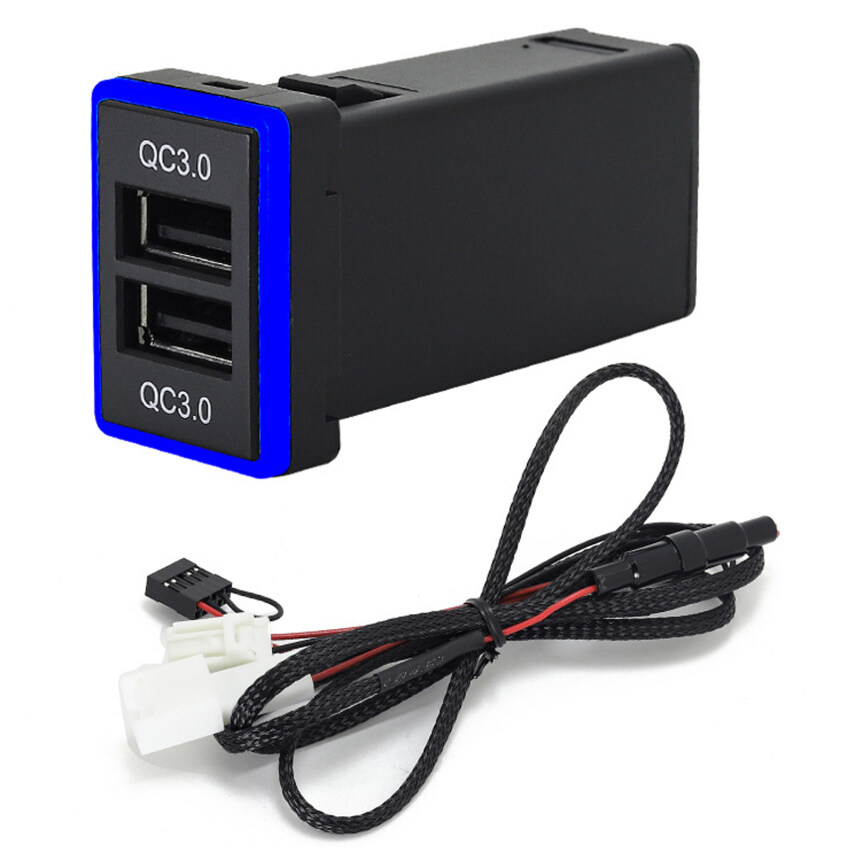 QC3.0 36W Quick Charge Dual USB Ports Car Charger for Toyota Series DC 12V/24V USB Charging ...