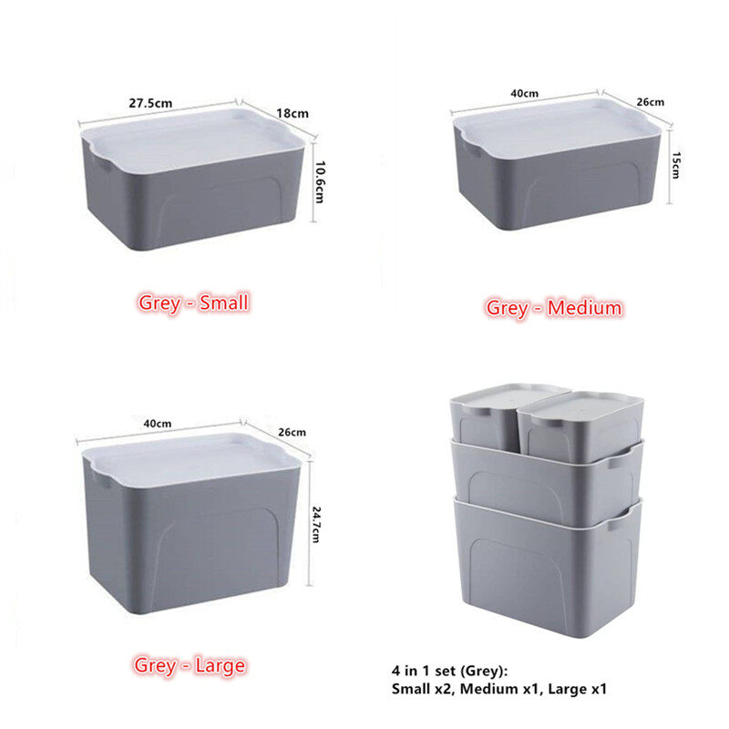 【i.Rumah】Portable Handle Storage Box With Cover 4 in 1 Simple ...