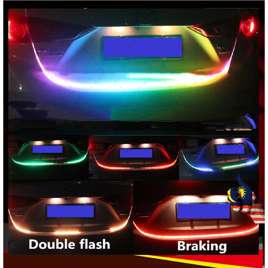 RGB Colorful LED Strip Car Trunk Tail Wira Myvi Persona Mazda3 Kia RIo ...
