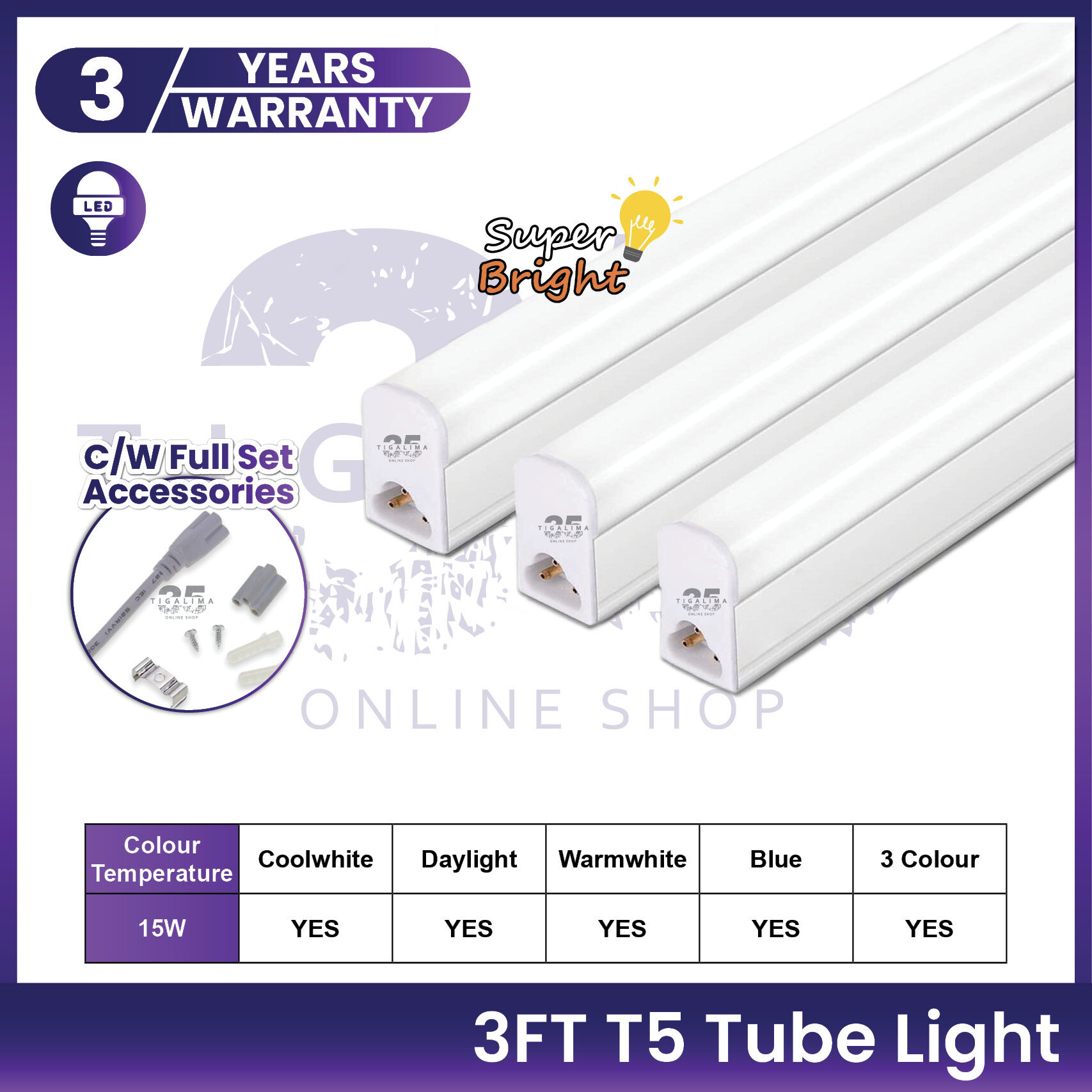 PREMIUM LED T5 Tube Light Wall Ceiling Strip Lighting Cabinet Plaster ...