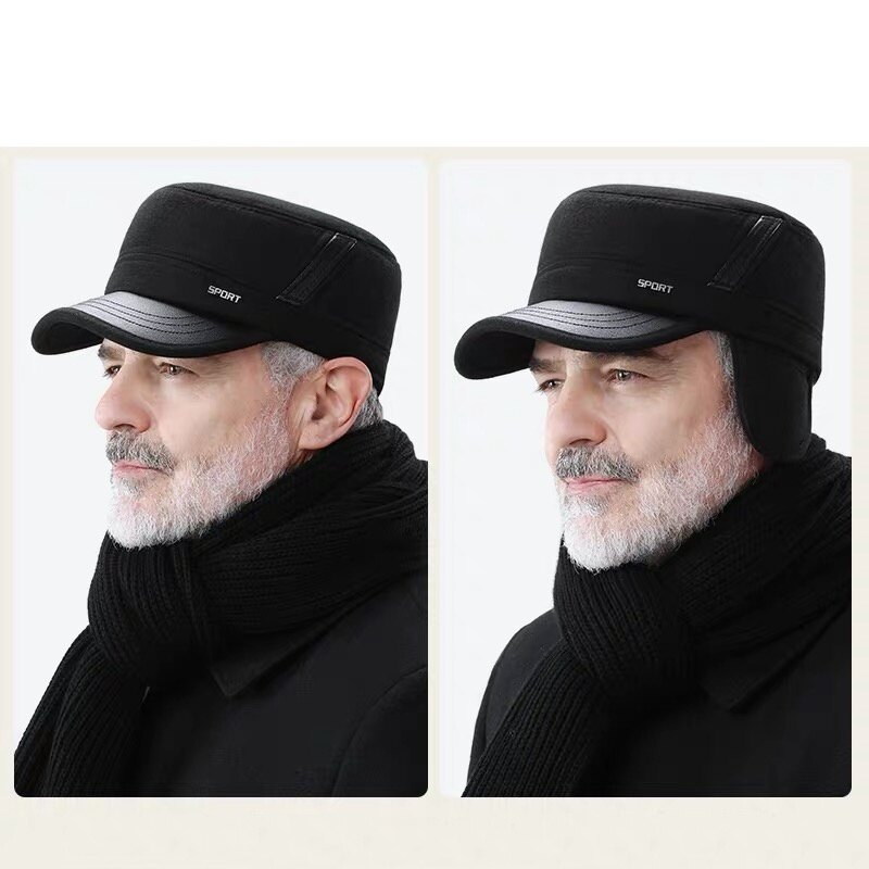 Men's Woolen Cadet Army Cap Winter Warm Military Hats Basic Everyday ...