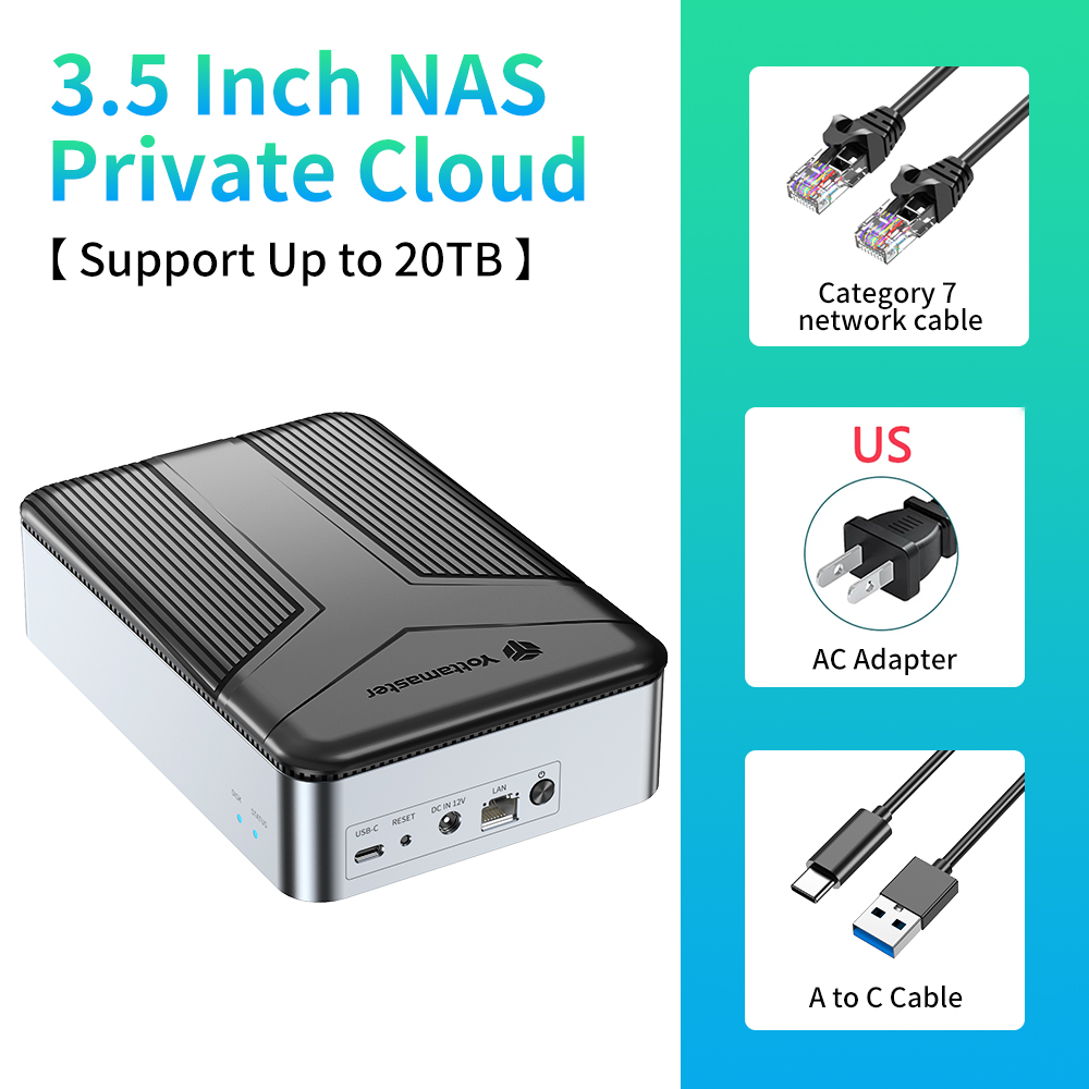 Yottamaster 20TB NAS Enclosure Personal Cloud Network Attached Storage Yottamaster 20TB NAS Enclosure Personal Cloud Network Attached Storage