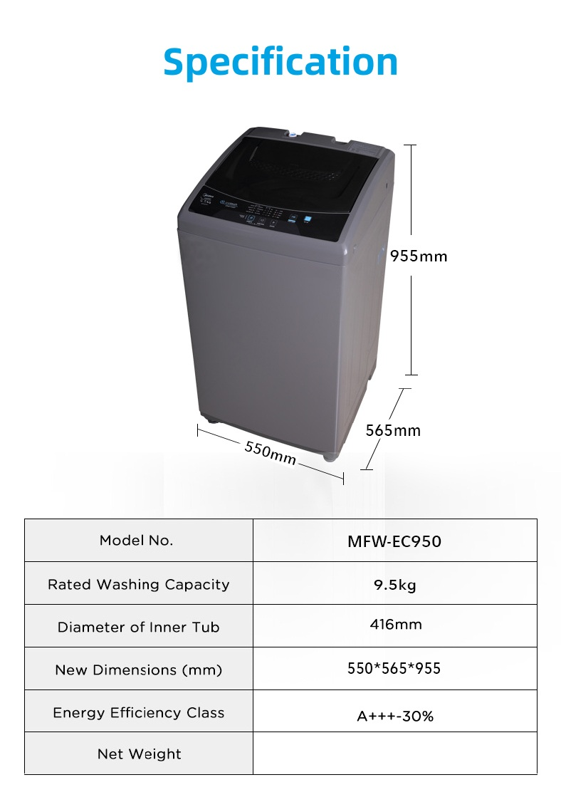 Midea 8.5kg/9.5KG Washing Machine MFW-EC850/MA100W85 /MA100W95( Mesin ...
