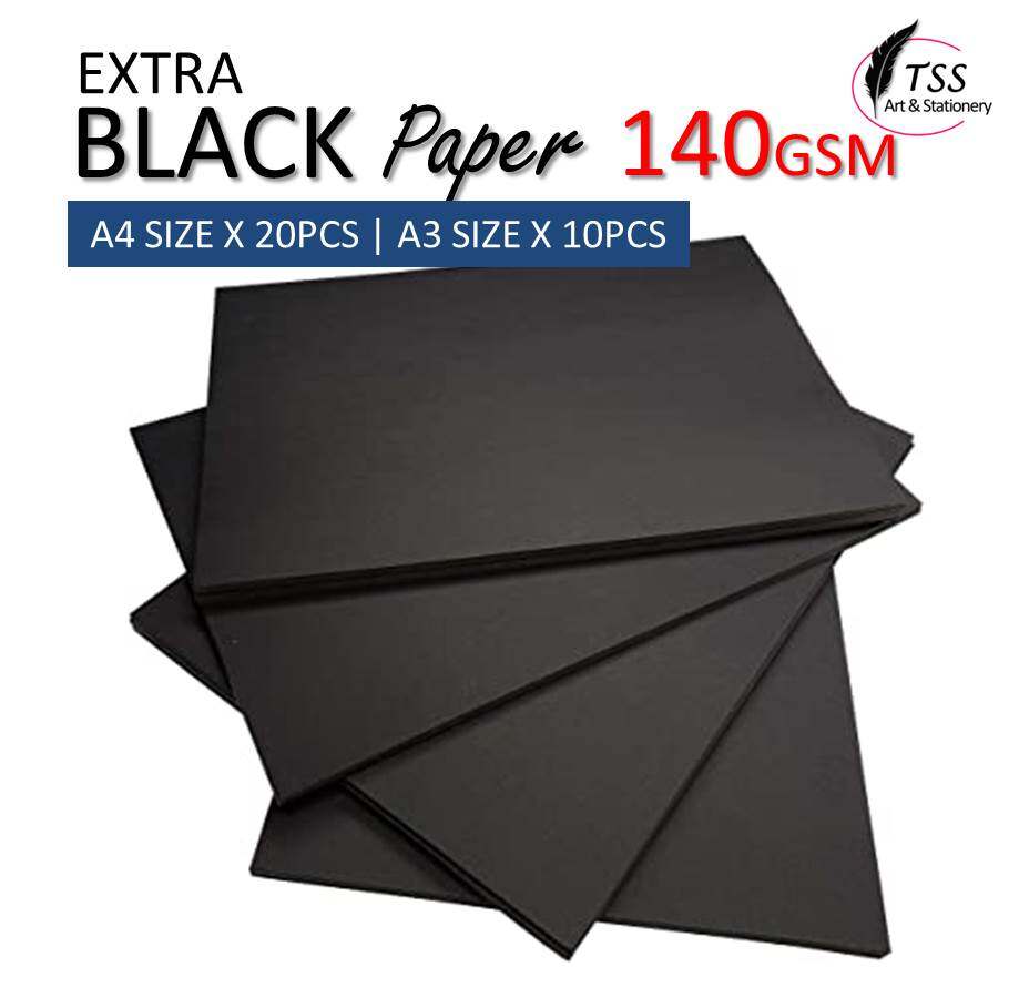 Extra Black Paper Pack A4 (20sheets) | A3 (10sheets) | 140gsm | Black ...