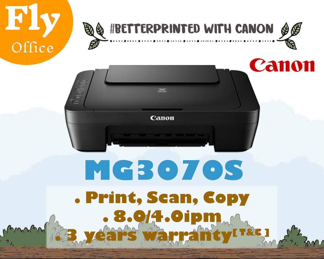 Canon Pixma MG3070S WIFI Wireless All-In-One Home Use Colour InkJet ...
