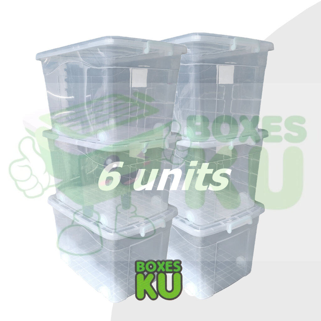 [New] 3 Units 100Litre Transparent Storage Box With Wheels / 3 Unit Bekas Simpanan Plastik ...