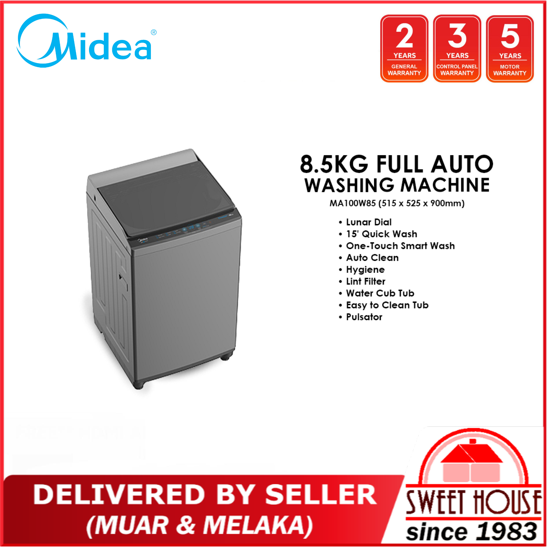 [DELIVERED BY SELLER] (New Model) Midea MA100W85 8.5KG Fully Auto ...