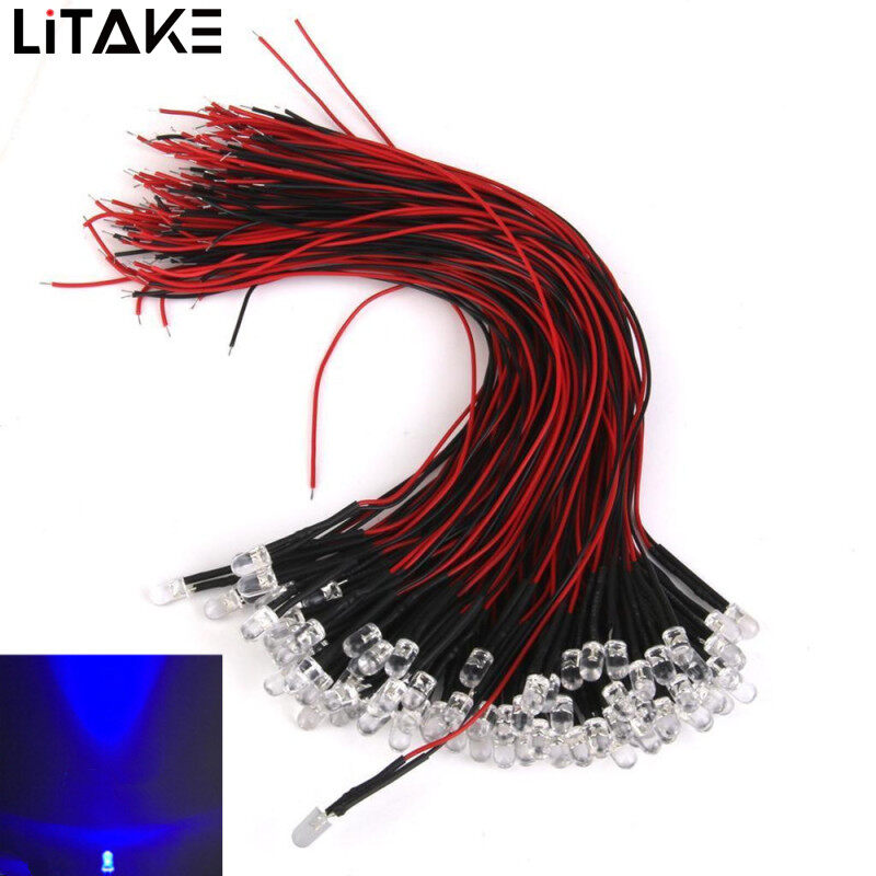 LITAKE 20Pcs DC12V 5MM LED Pre Wired Light Beads Luminescent Tube With ...