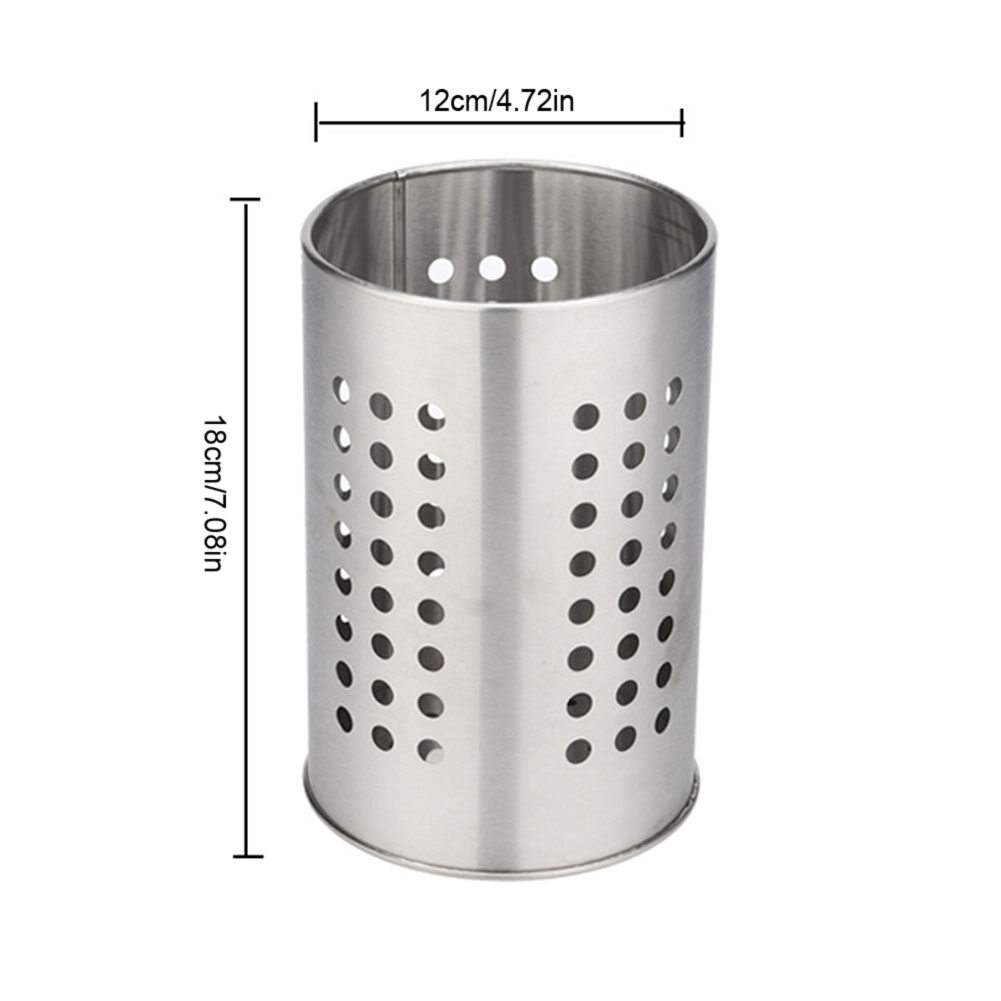 Kitchen Stainless Steel Round Hole Cooking Tools Holder Tableware Cage ...