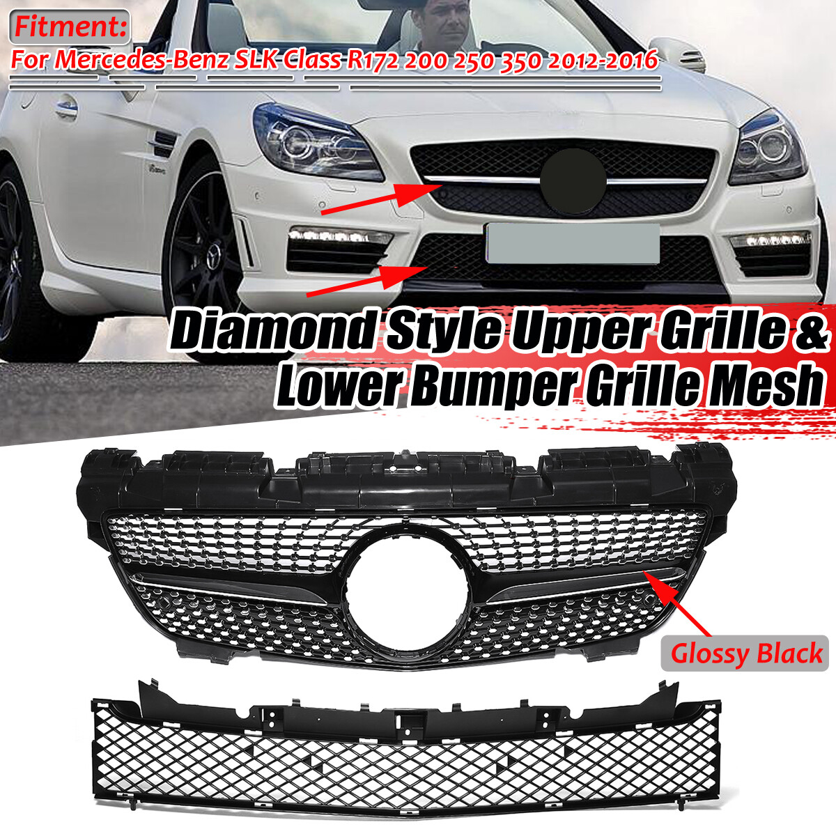 สำหรับ Benz SLK Class R172 200 250 350 2012-2016 Diamond ด้านหน้า ...