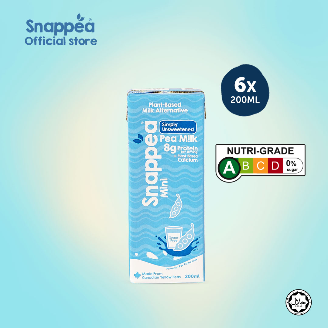 Snappea Mini Simply Unsweetened Plant Based Vegan Pea Milk (6x200ml ...