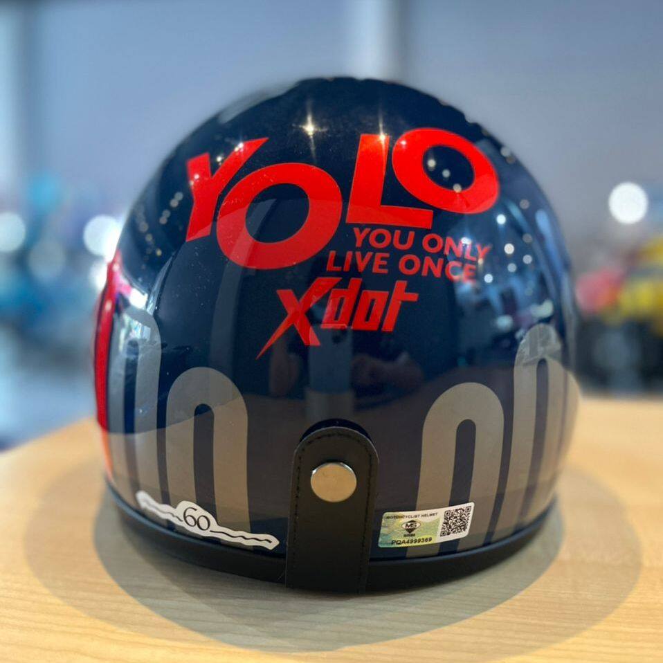 Helmet X-dot Xdot G118 with Visor ( YOLO ) Topi Separuh ( NEW ) ready ...