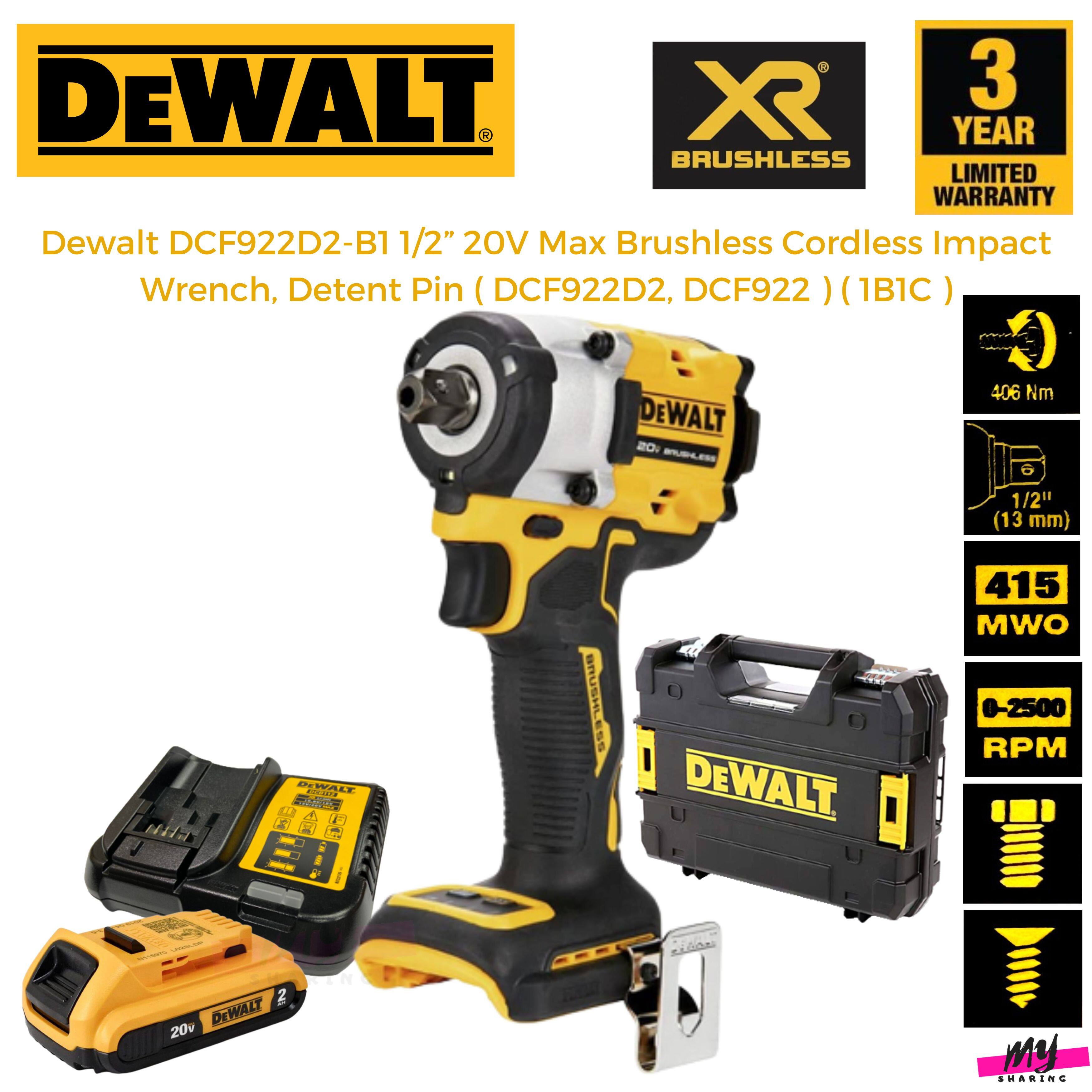 DEWALT DCF922D2-B1 1/2” 20V Max Brushless Cordless Impact Wrench ...