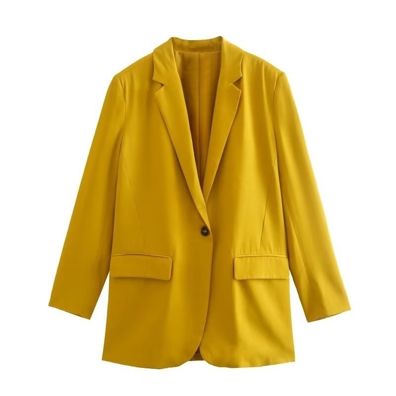 Zaraˉ2023 Kiss Autumn New Design Silk Satin Texture Long Suit Jacket