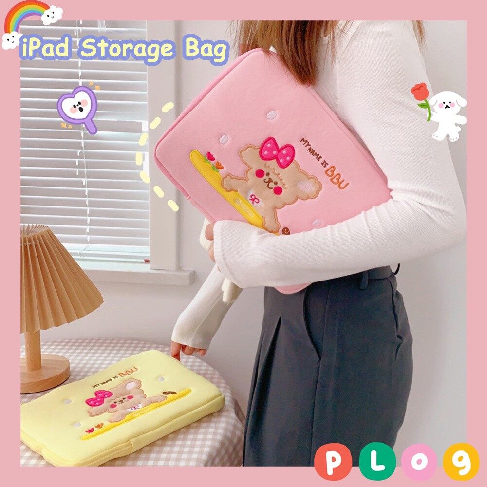 GOOJODOQ 11 inch iPad Bag Computer Bag Hand Bag Bear Embroidery Cute ...