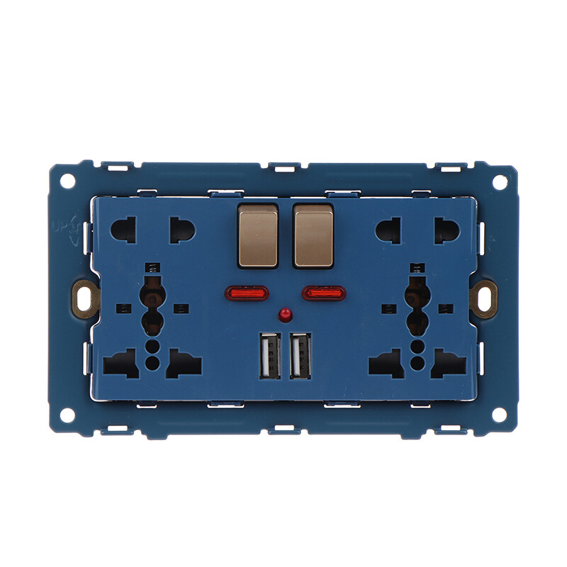 Wall Power Socket Universal 5 Hole 2.1A Dual USB Charger Port Socket ...