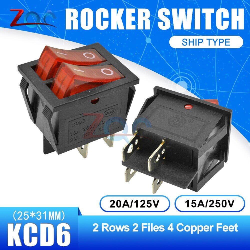 KCD6 Dual Rocker สวิทช์ ON-OFF 2ตำแหน่ง3ตำแหน่ง6 4 Pin 6Pin 4pin ไฟฟ้า ...