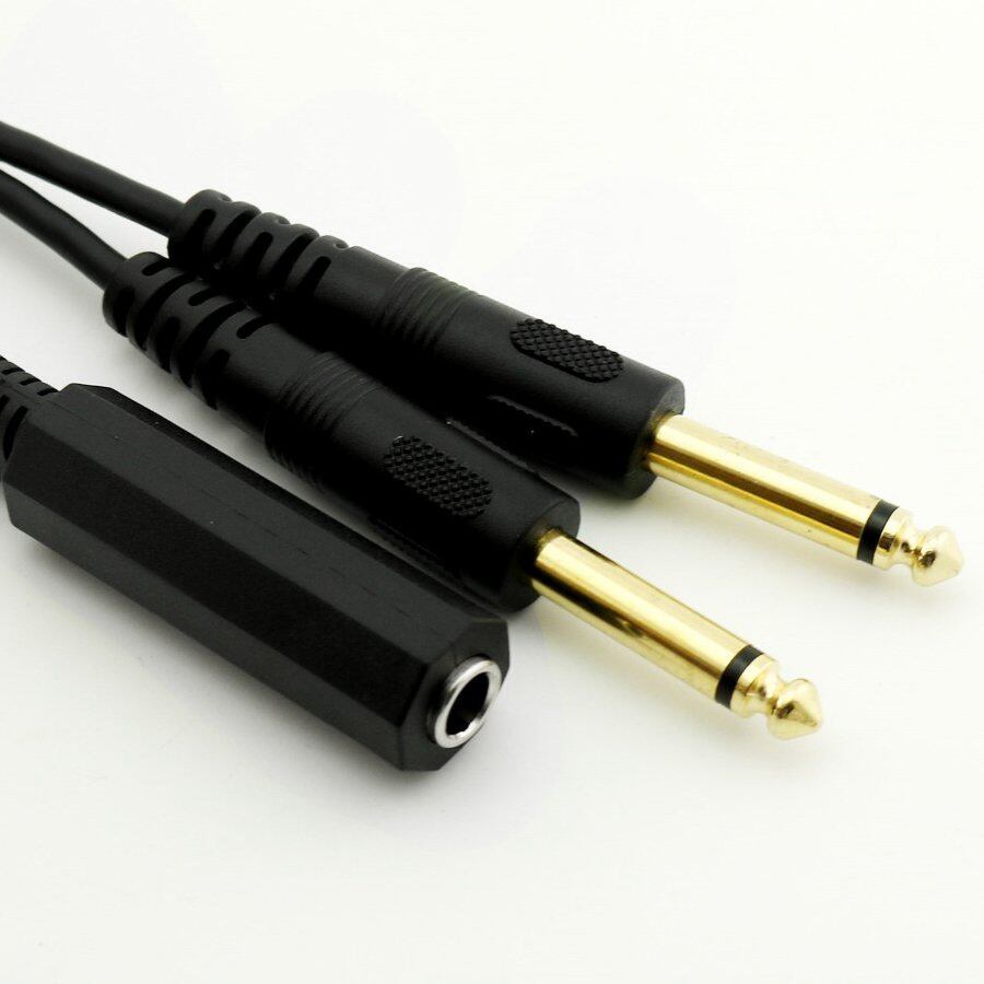 1pc 6.35mm 1/4 inch Stereo TRS Female to 2 Dual 6.35mm Mono TS Male Y ...