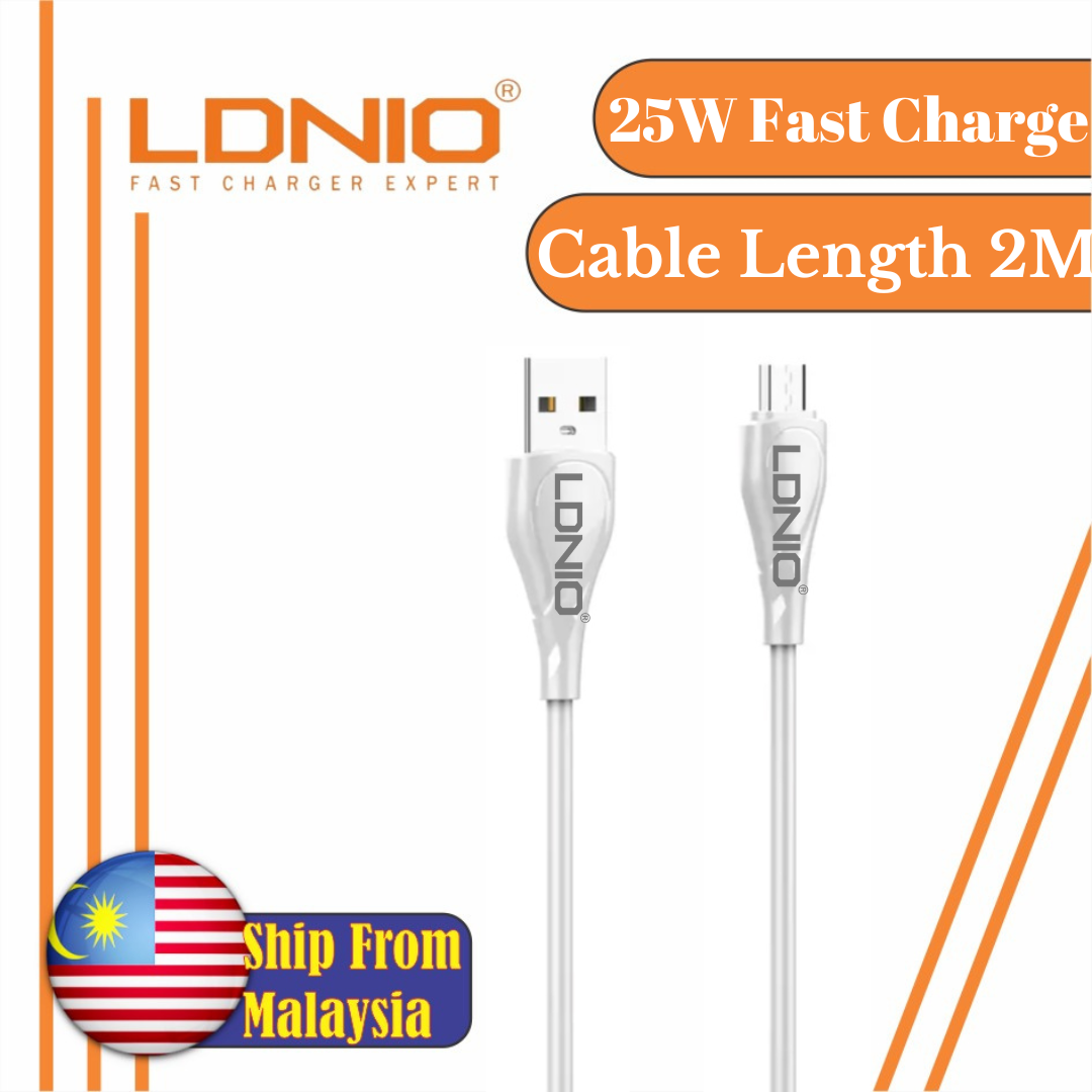 LDNIO LS612 Cable Fast Charging MAX 25W White Color 2m data cable ( 3 ...