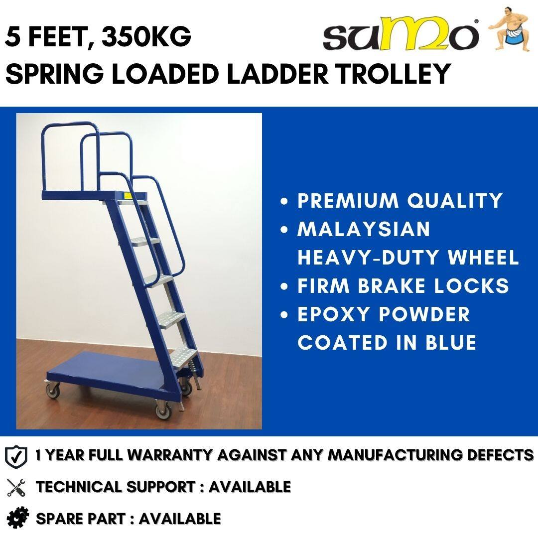 SUMO 5 Feet Spring Loaded 2 in 1 Platform Ladder Trolley Steel ...