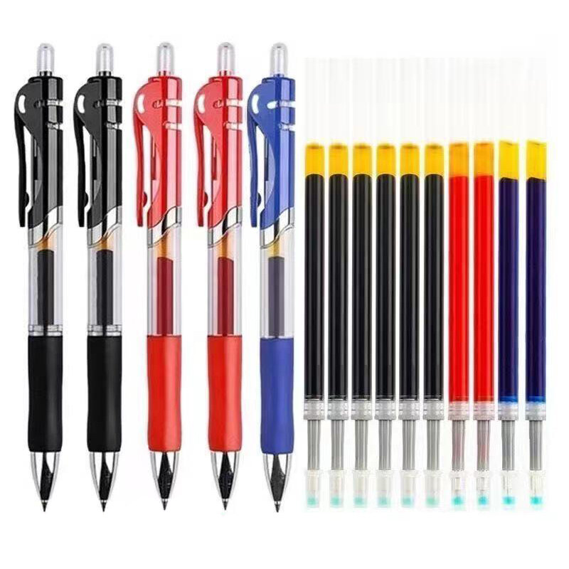 Retractable Gel Pens Set 0.5mm BlackBlueRed Refill Ink School Office ...