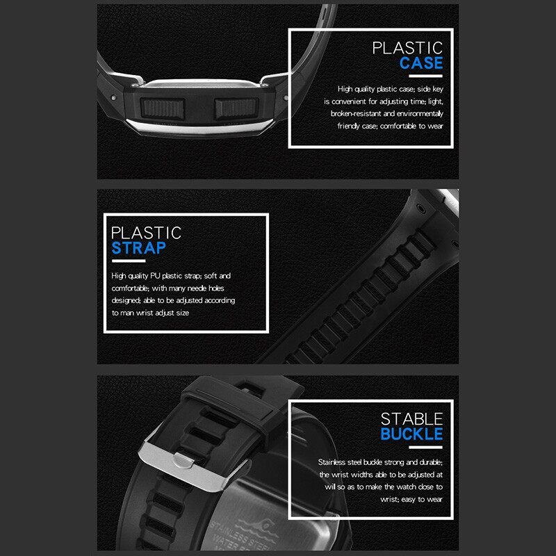 SYNOKE บุรุษนาฬิกาดิจิทัลสำหรับเล่นกีฬาส่องสว่างกันน้ำกันน้ำนาฬิกาปลุก ...