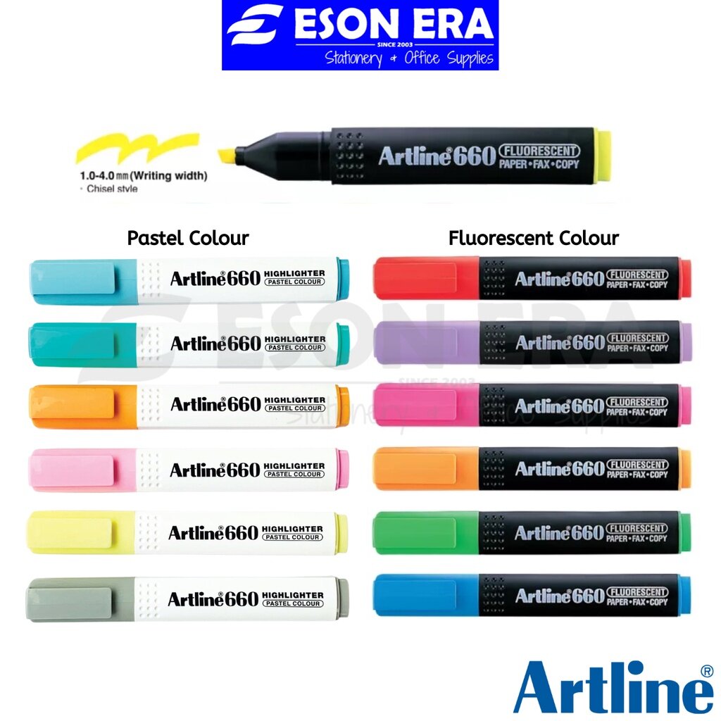 Artline 660 Highlighter Fluorescent / Pastel Colour | Lazada