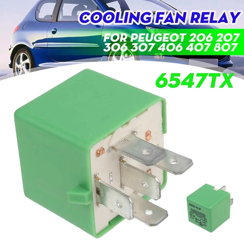 12V 35A 5 Pins Cooling Radiator Fan Relay Green 6547TX for Peugeot 206 ...
