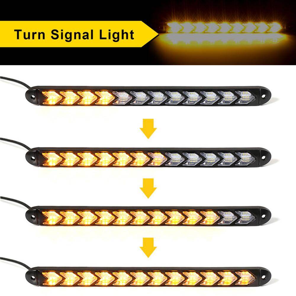 2pcs 24V White Amber Arrow Car Styling 9LED Daytime Running Light DRL ...