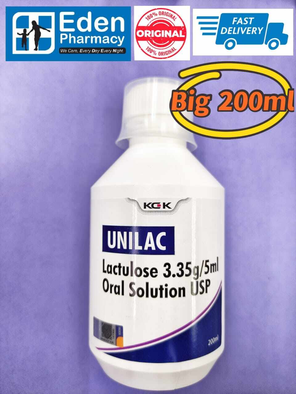 Unilac Lactulose 3.35g/5ml Oral Solution USP ( Small 100 ) / ( Big 200ml ) KCK Pharma | Lazada
