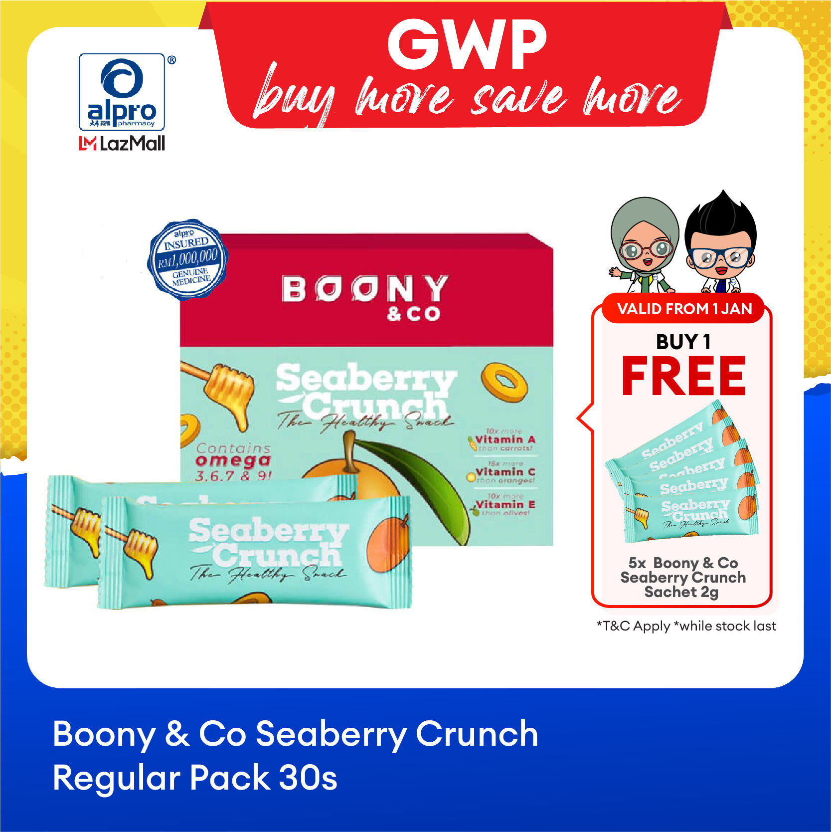 Alpro Pharmacy Boony & Co Seaberry Crunch Regular Pack 30s (help ...