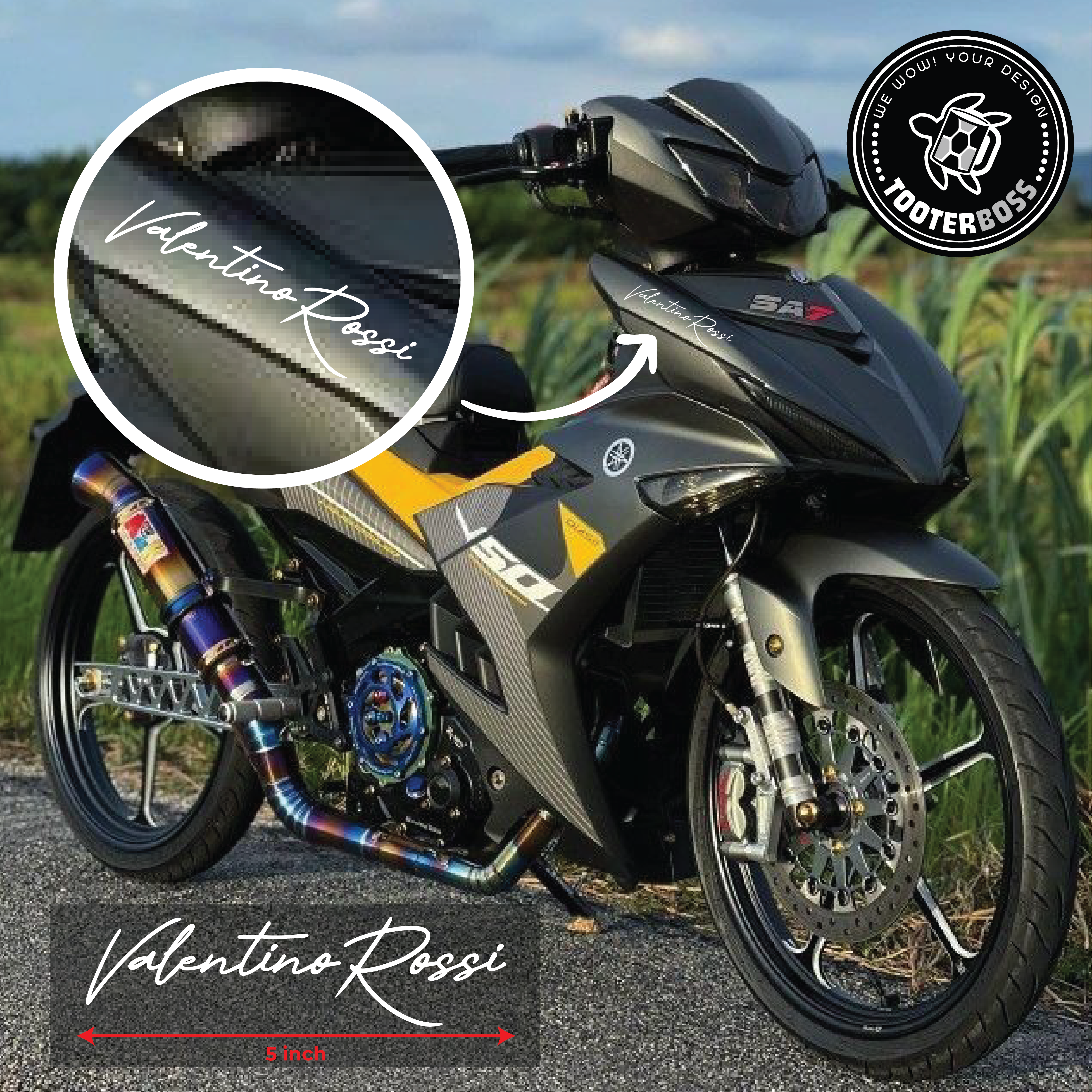 Sticker Motor (Sesuai Semua Jenis Motor) Custom Nama Sendiri. Motocycle ...
