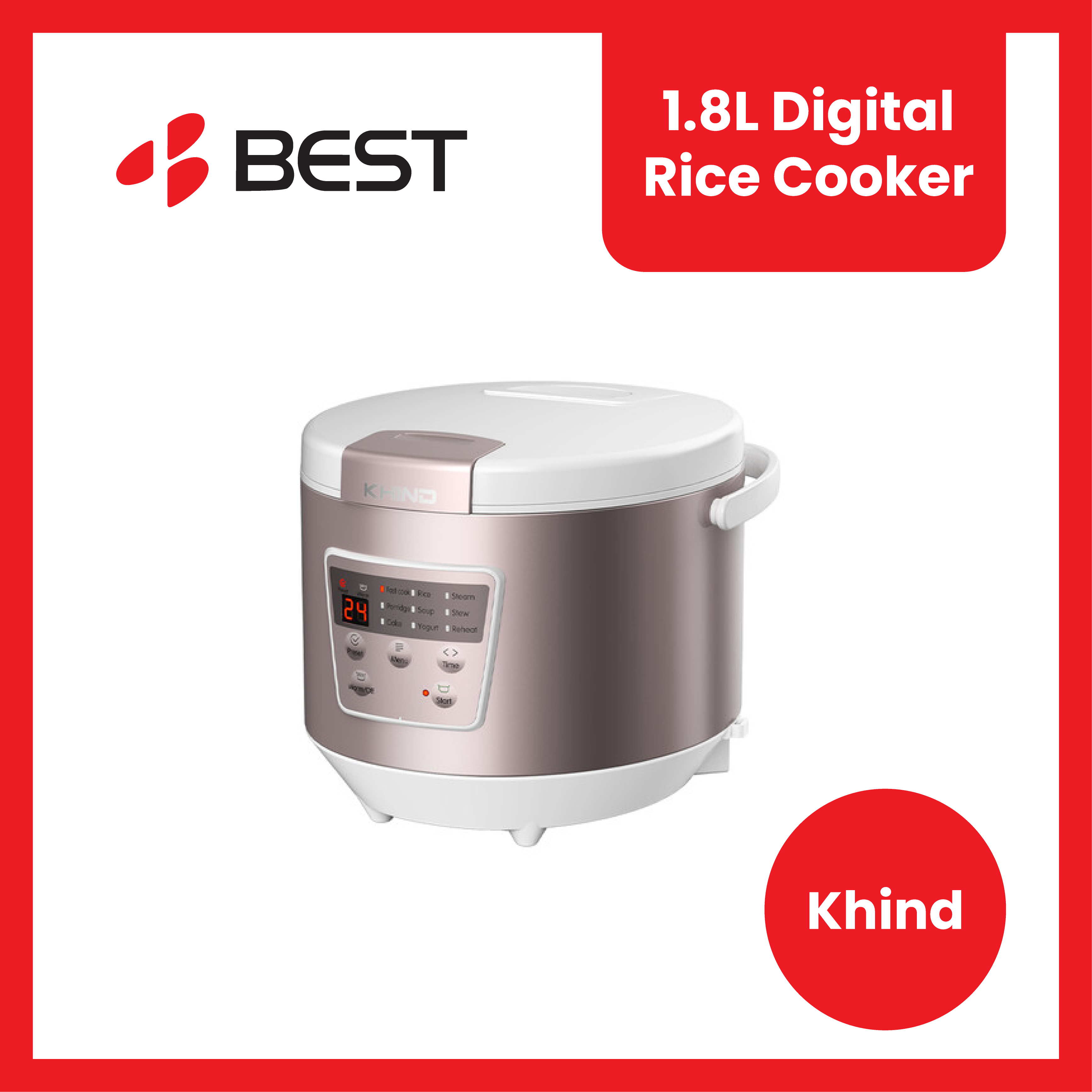 Khind Digital Rice Cooker (1.8L) RCM18 | Lazada