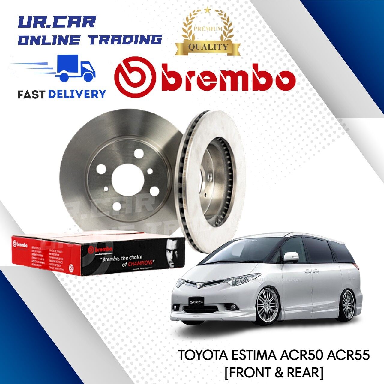 BREMBO TOYOTA DISC BRAKE ROTOR & BRAKE PAD ESTIMA ACR50 / ACR55 FRONT ...