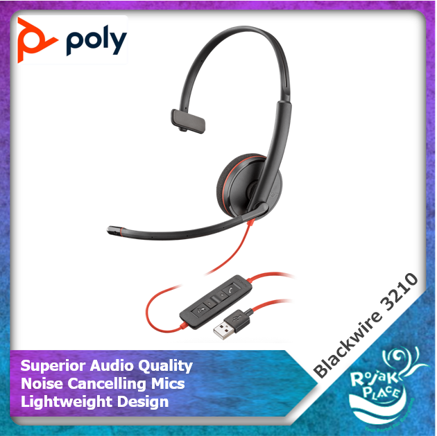 Poly Blackwire 3210 / 3215 Mono Office Corded Headset with Noise ...