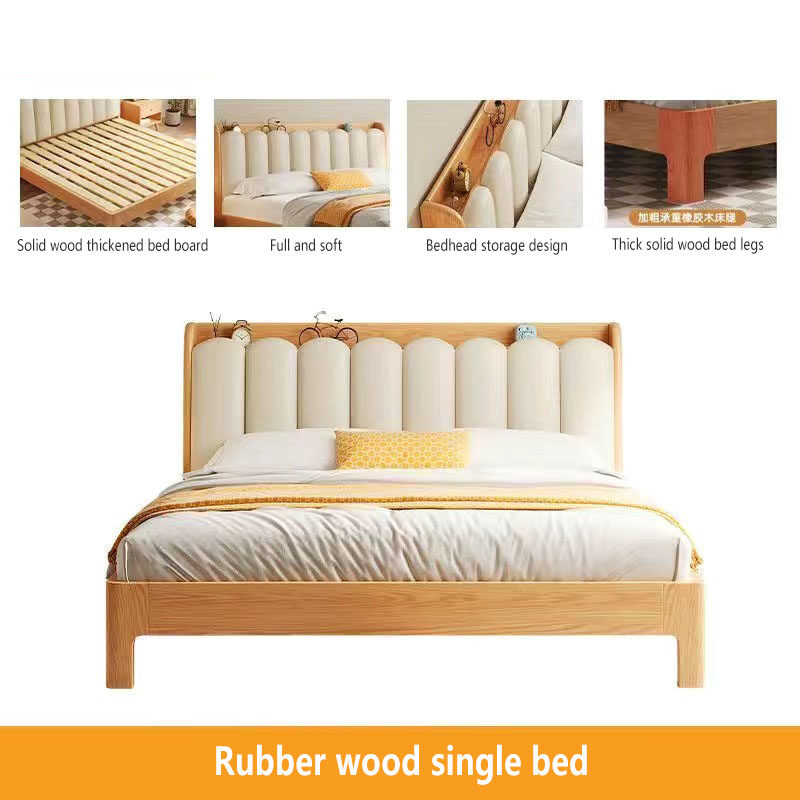 Solid wood bed oak 1.8m master bedroom Nordic style bed 1.5m home ...
