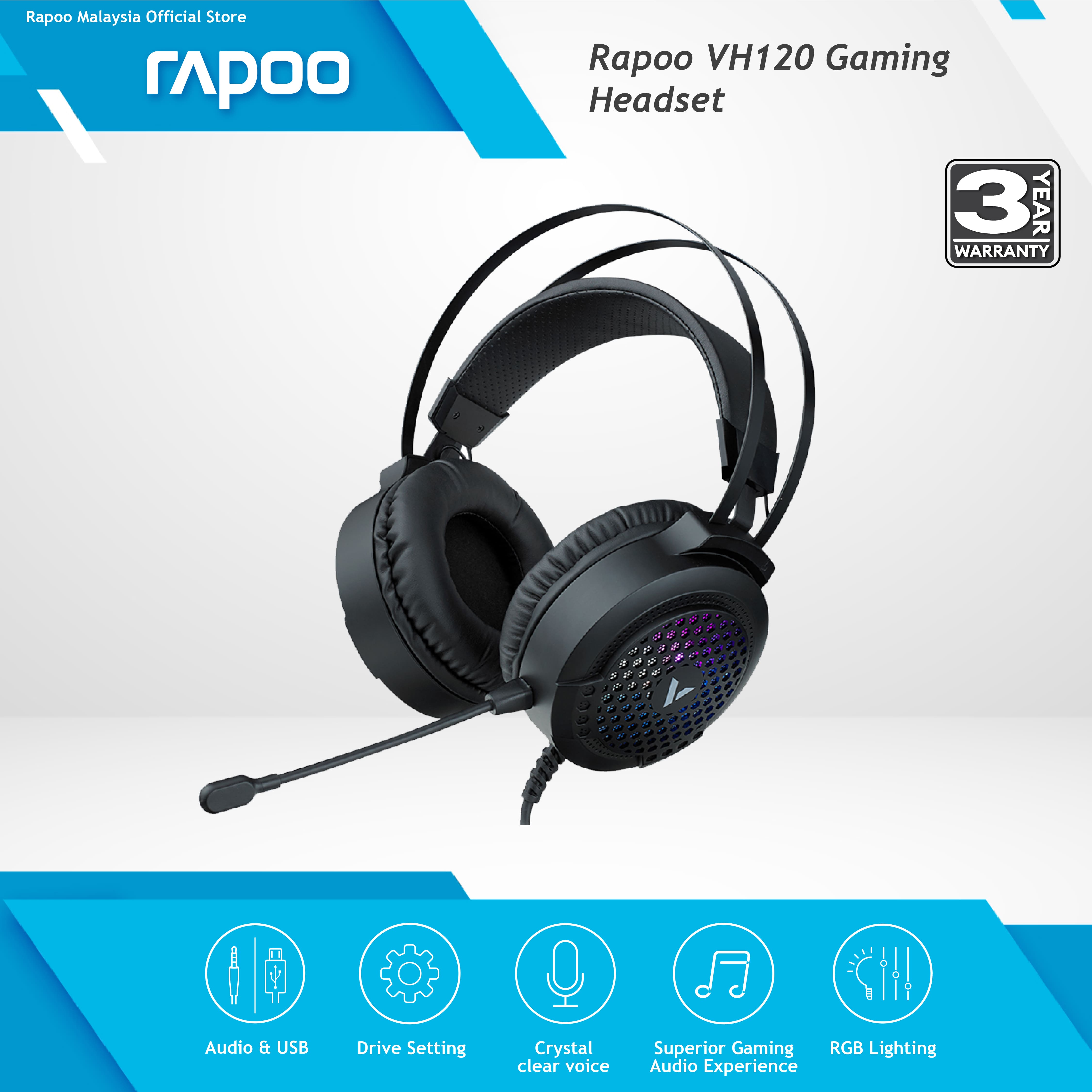 Rapoo VH120 RGB Gaming Headphones Gamer Surround Wired Stereo 3.5mm ...