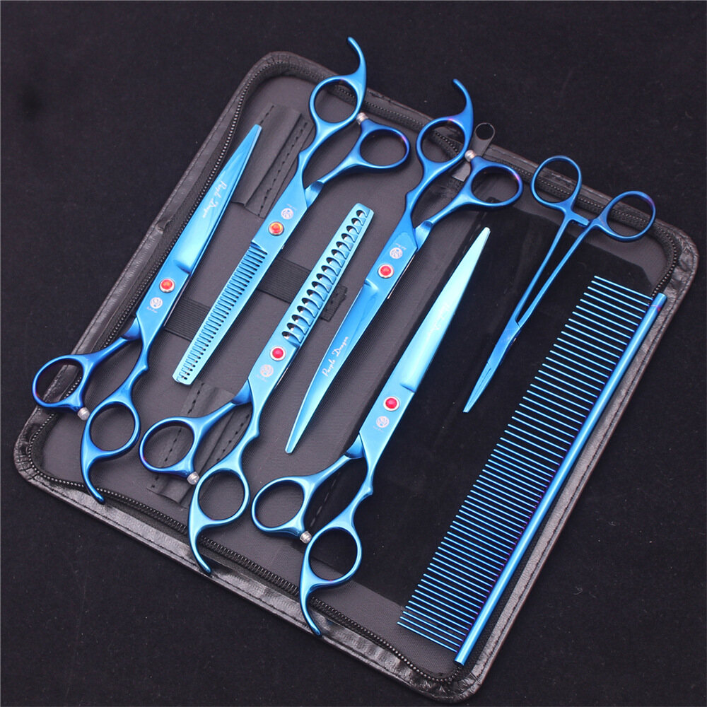 Zilong professional pet scissor 7.0 inch straight cut fishbone curved ...