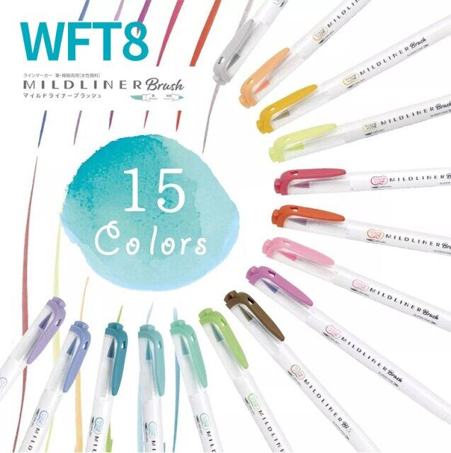 10ใหม่สี Zebra WFT8 Mildliner Double Tip Highlighter Soft แปรงภาพวาดเครื่องหมายปากกาเครื่องเขียน ...