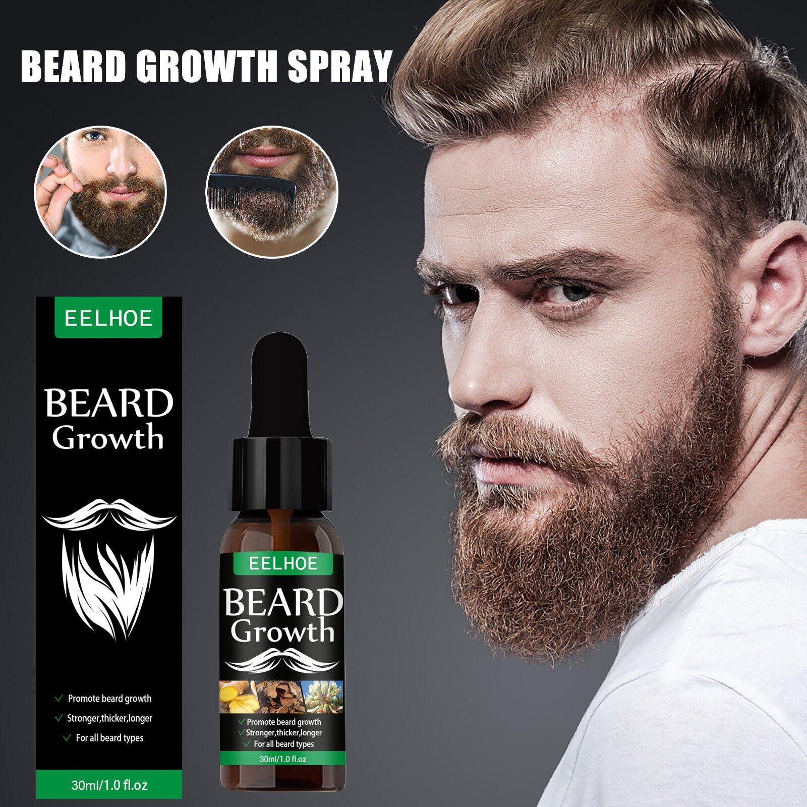 CCT Men Liquid Beard Growth Fast Enhance Facial Nutrition Moustache ...